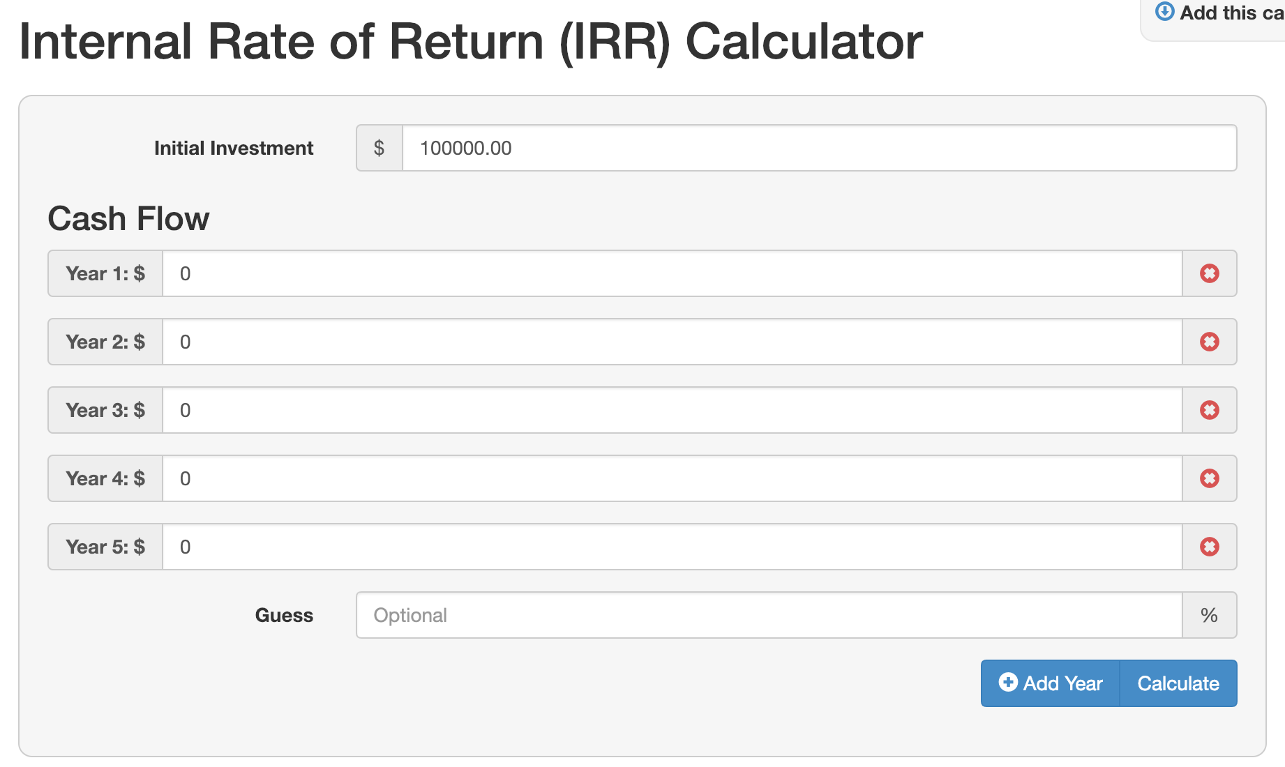 Cálculo de TIR - Luis Huerta